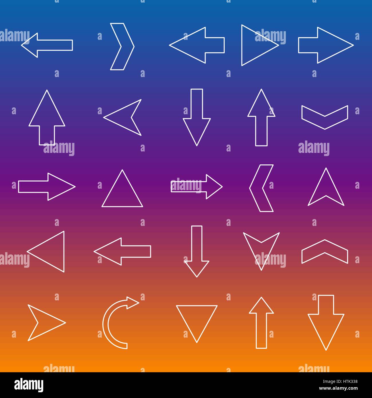 A set of twenty-five different arrows from thin lines, vector ... A set of twenty-five different arrows from thin lines, vector ...