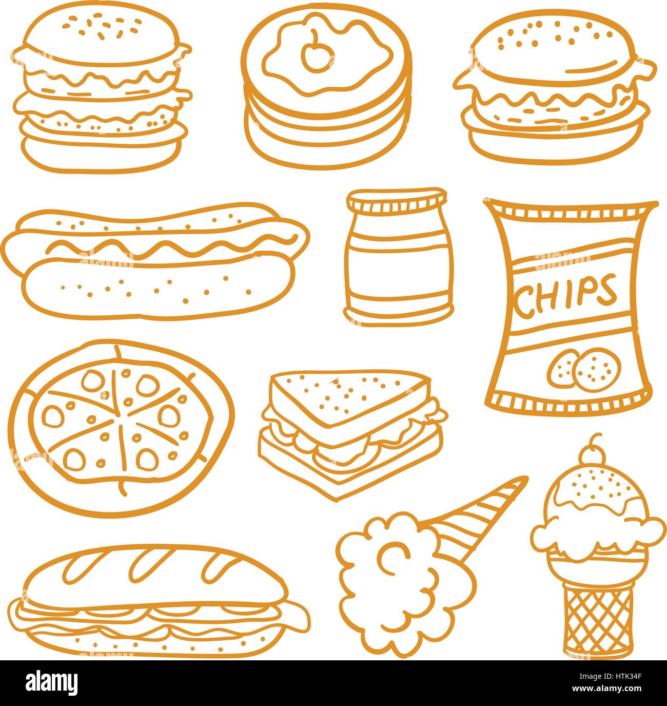 Doodle of food element various Stock Vector Image & Art - Alamy