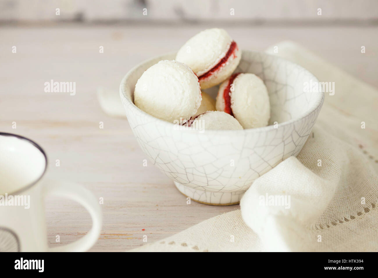 Gluten-free coconut macarons - delicate French cookies with strawberry ...