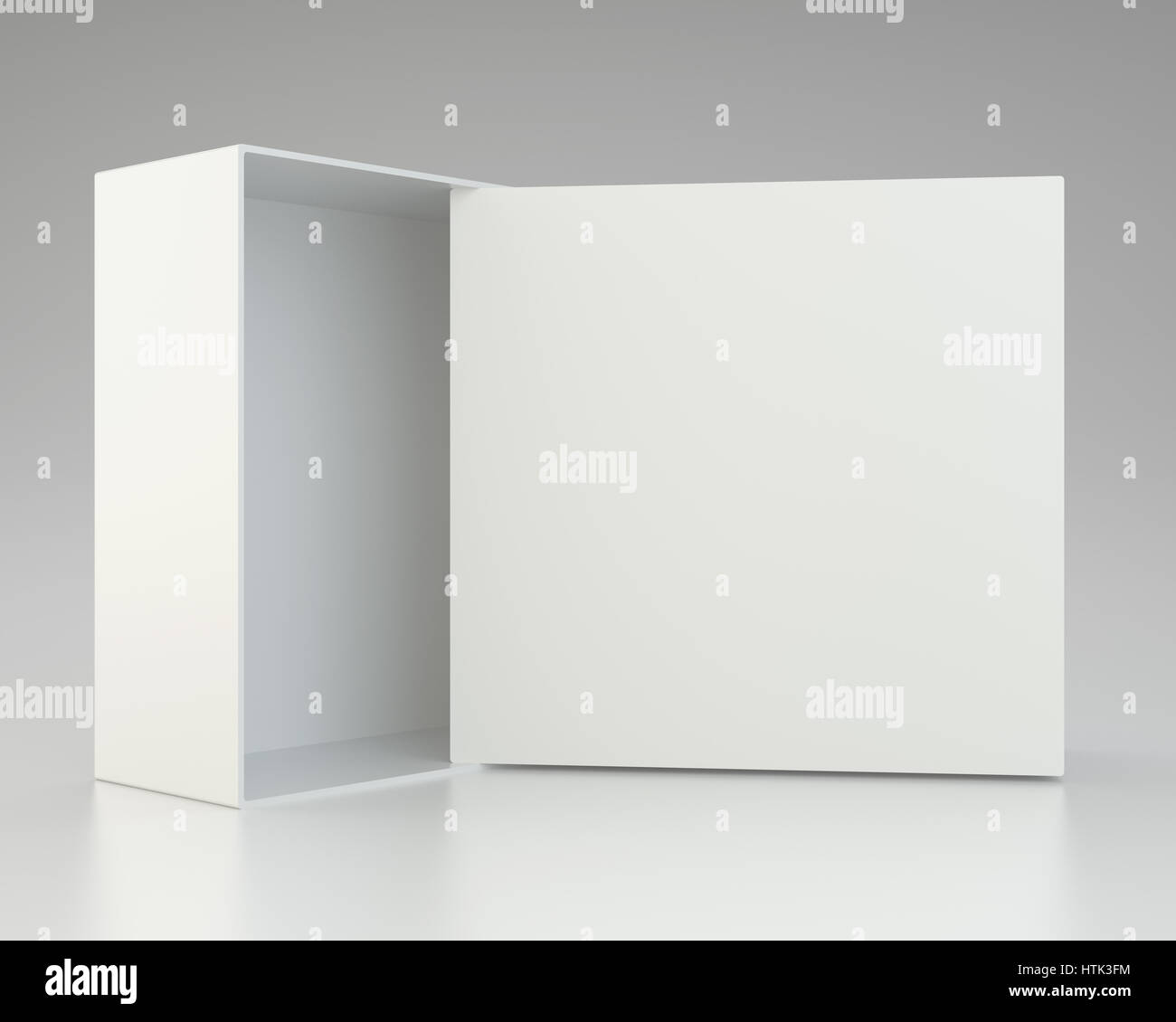Blank open box on gray background. 3d rendering Stock Photo - Alamy