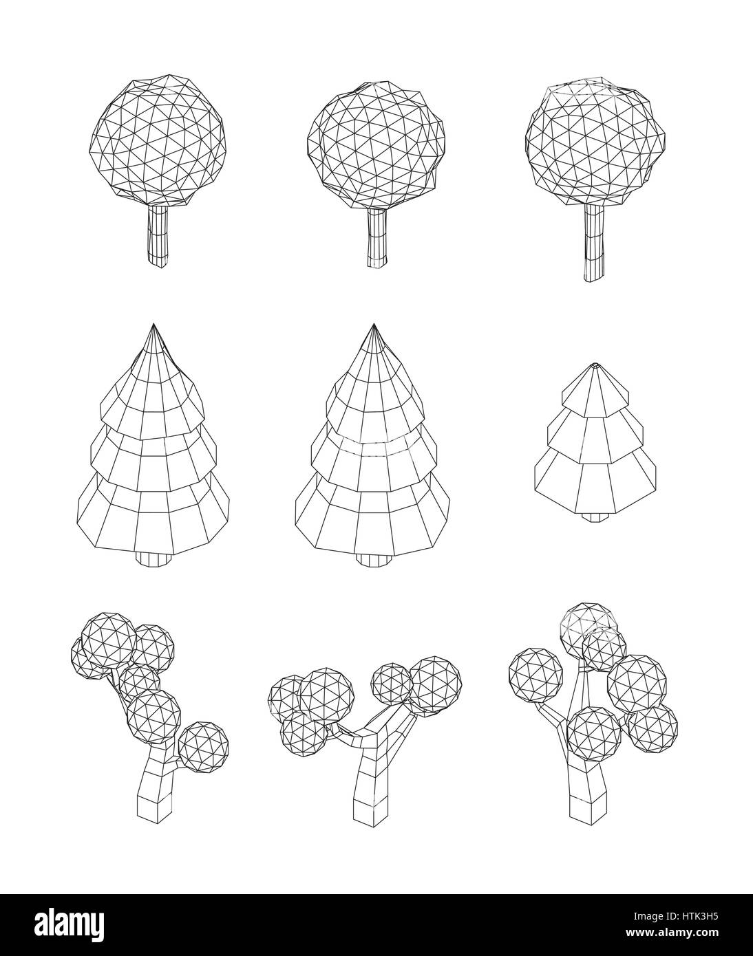 Isometric vector tree set. Landscape constructor kit Stock Vector Image ...