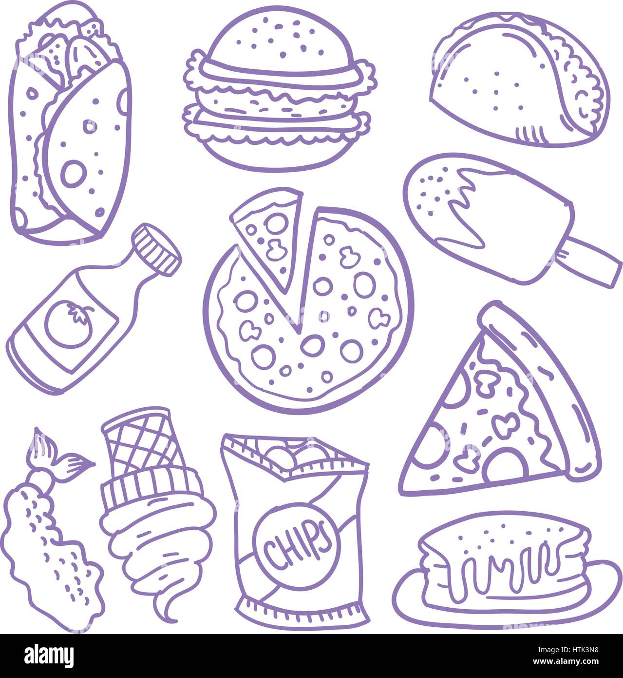 Doodle of food element various Stock Vector Image & Art - Alamy