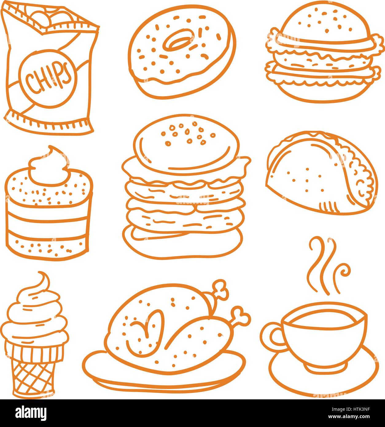 Collection stock of food element doodles Stock Vector Image & Art - Alamy