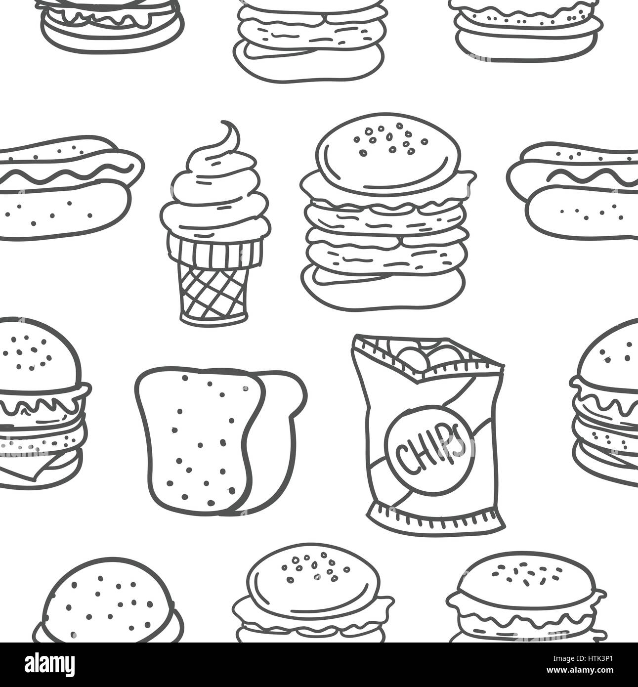Hand draw of food various doodles Stock Vector Image & Art - Alamy
