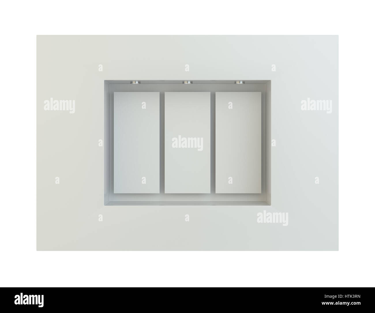 Blank white posters in showcase window, 3D Rendering Stock Photo - Alamy