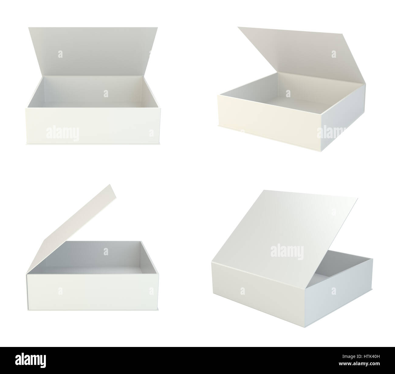Blank set open box isolated on white background. 3d rendering Stock ...