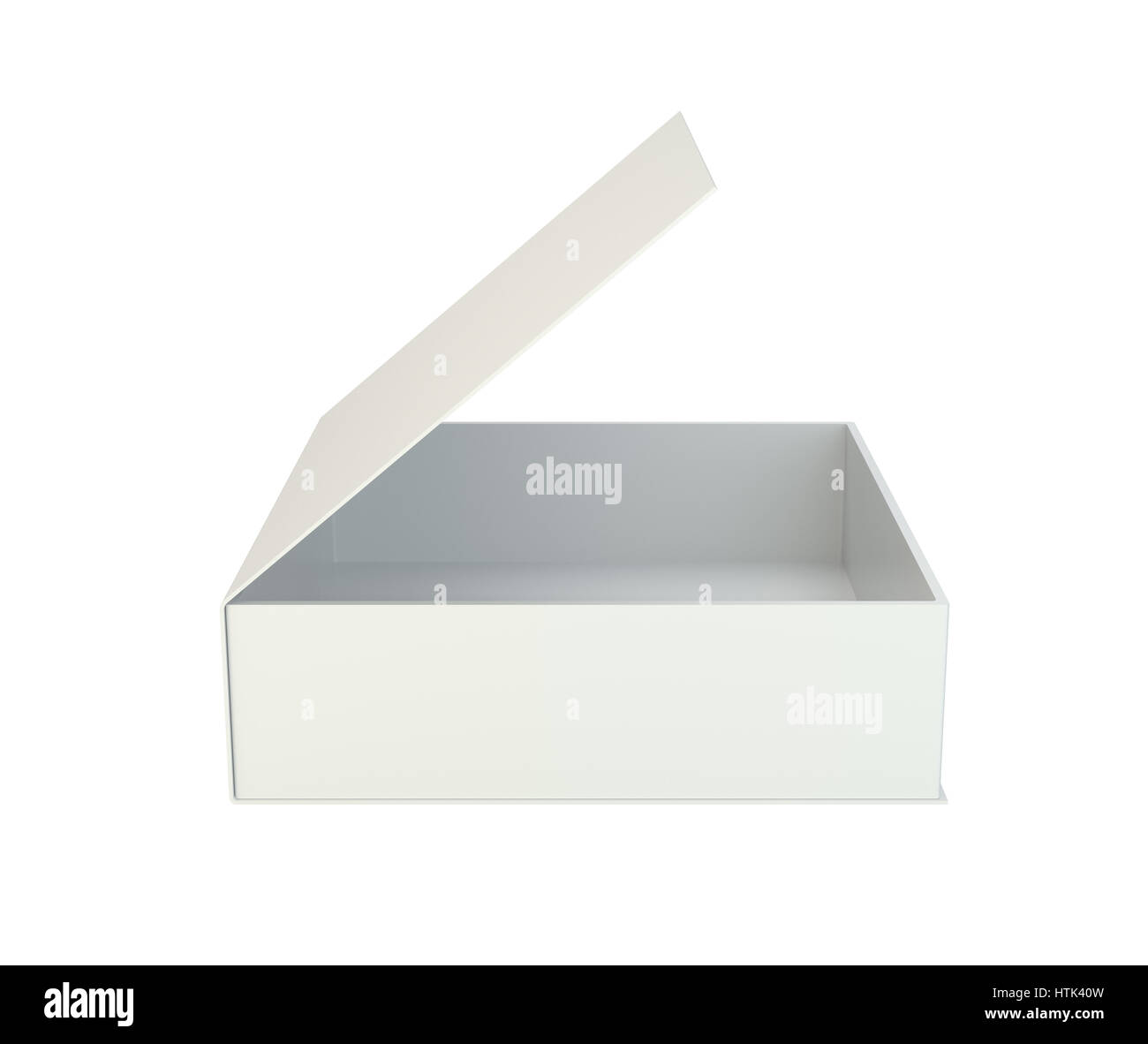 Blank open box isolated on white background. 3d rendering Stock Photo - Alamy