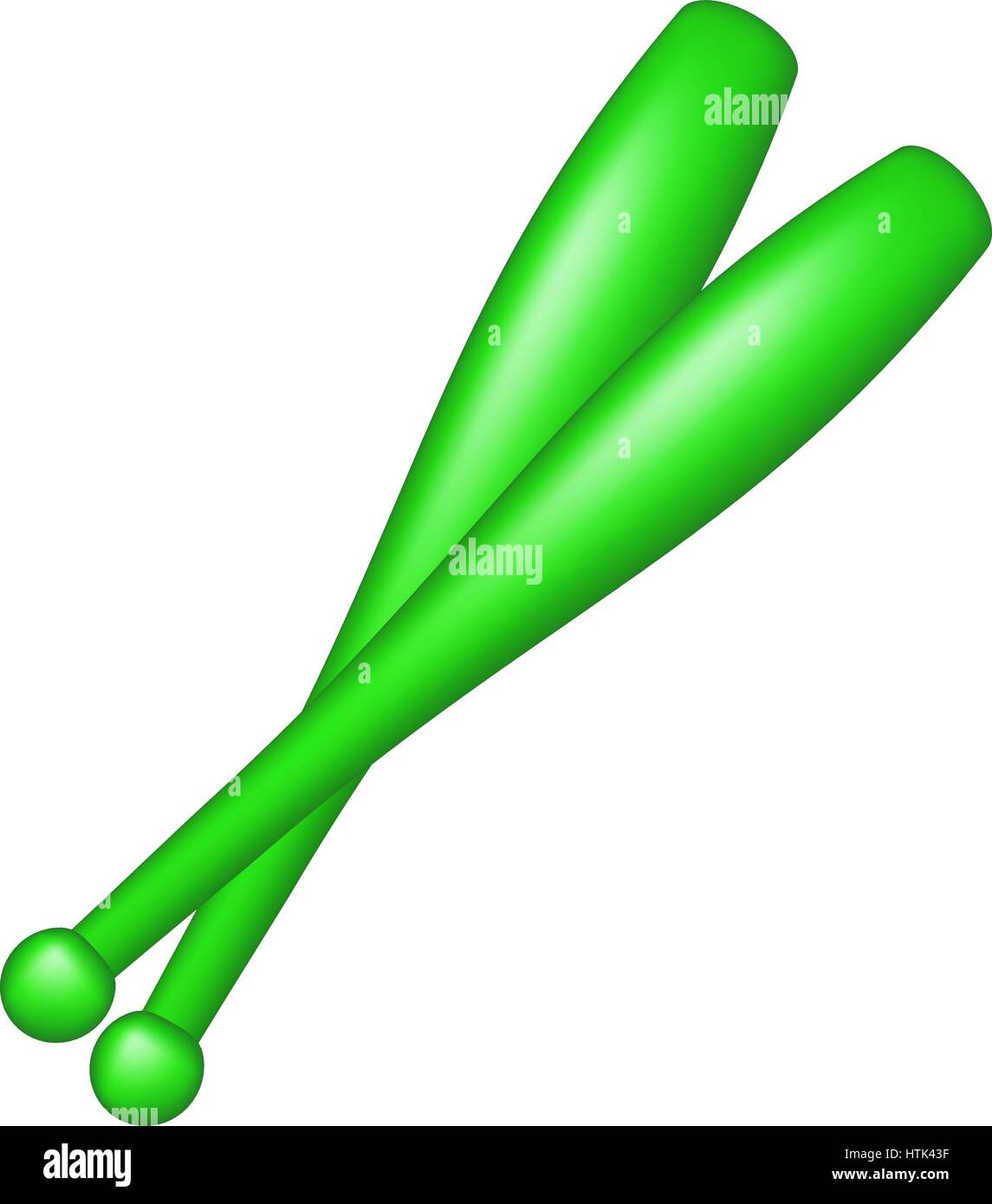 Gymnastics clubs in green design on white background Stock Vector Image ...