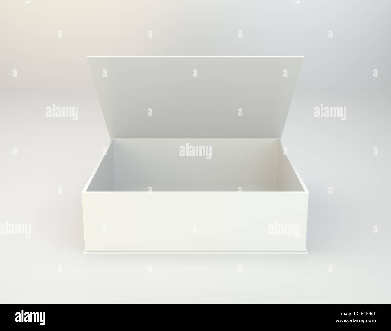 Empty open box on gray background. 3d rendering Stock Photo - Alamy