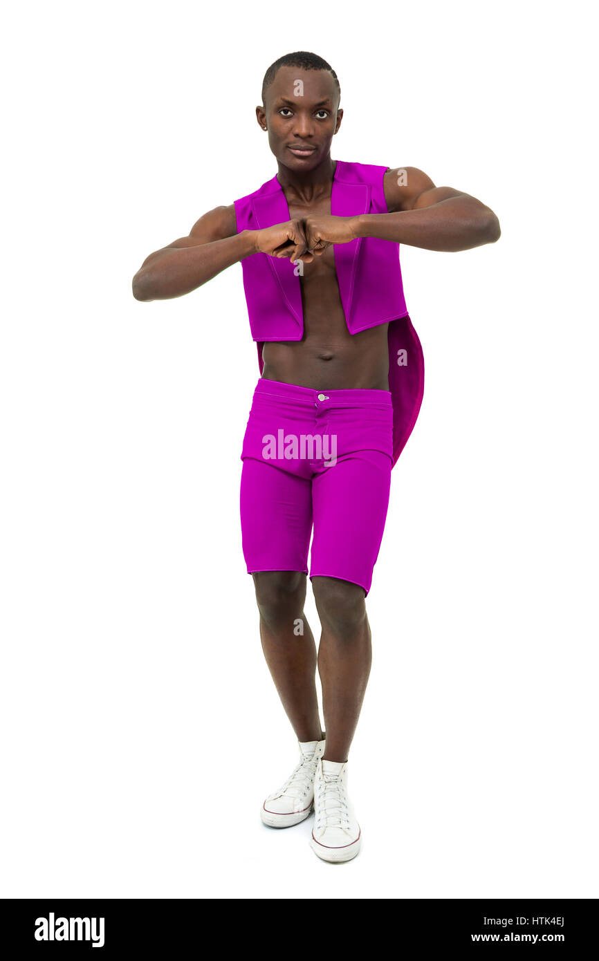 Disco dancer showing some movements against isolated white Stock Photo ...