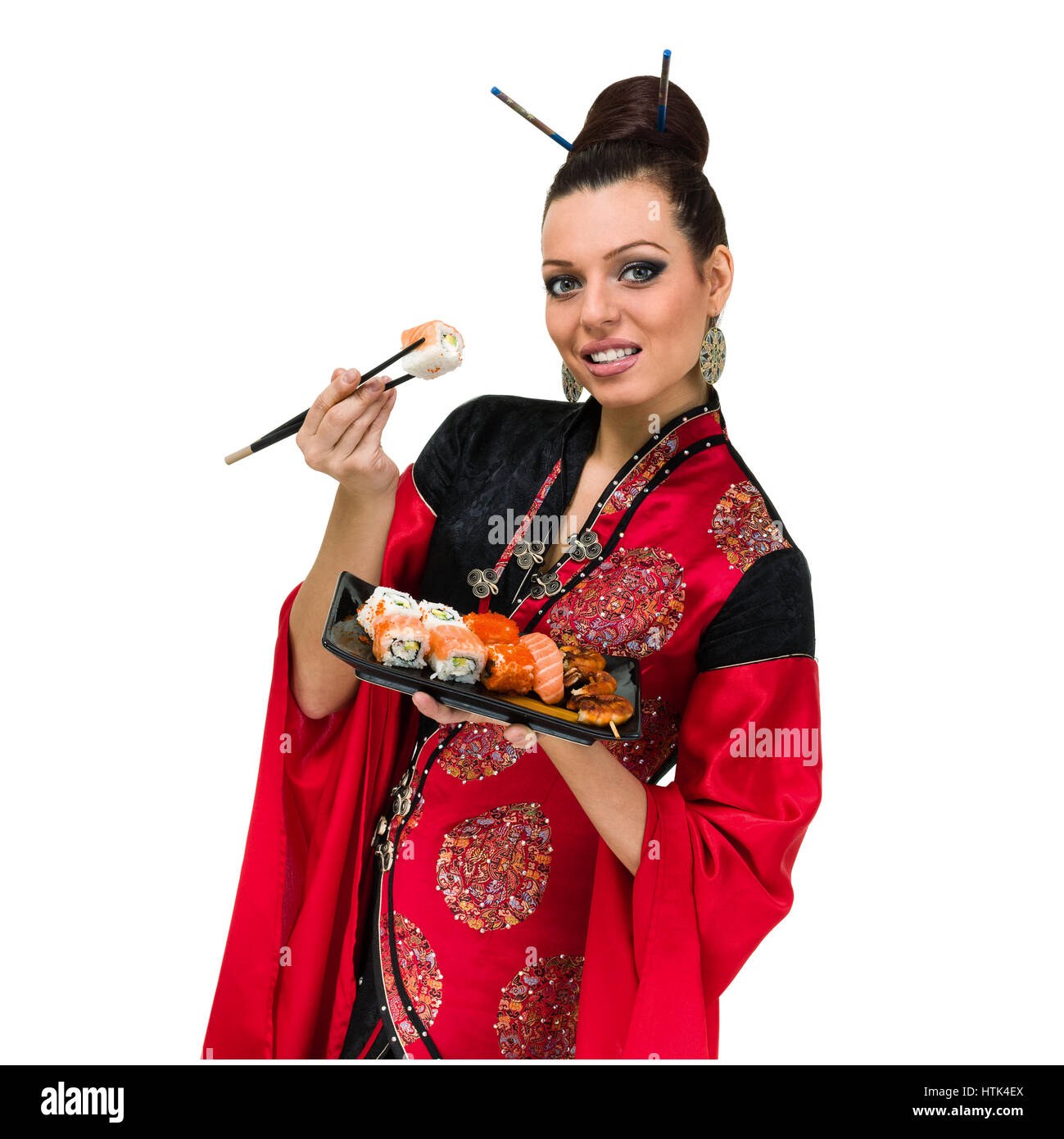 woman in traditional dress with eastern food Stock Photo - Alamy