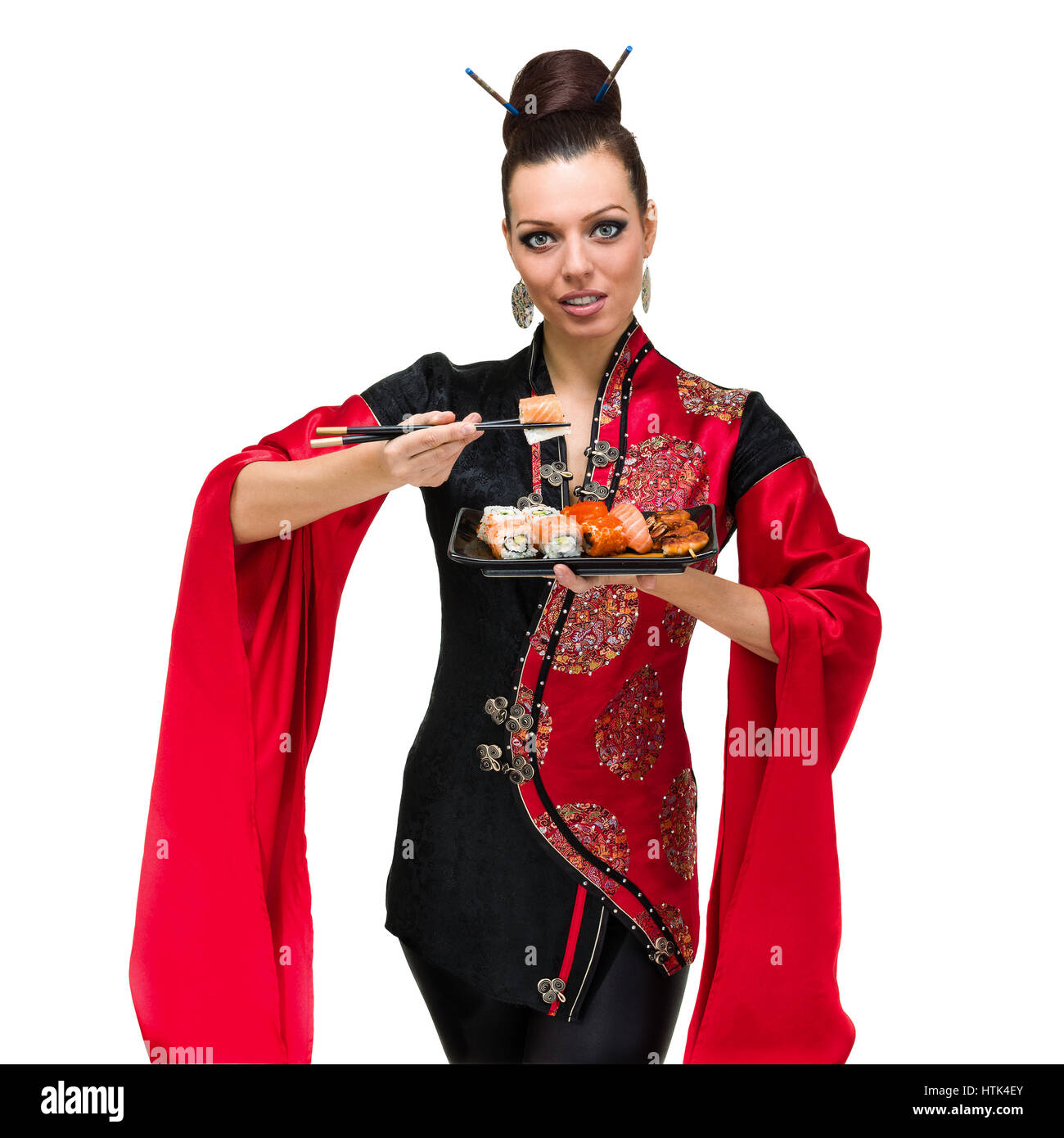 woman in traditional dress with eastern food Stock Photo - Alamy