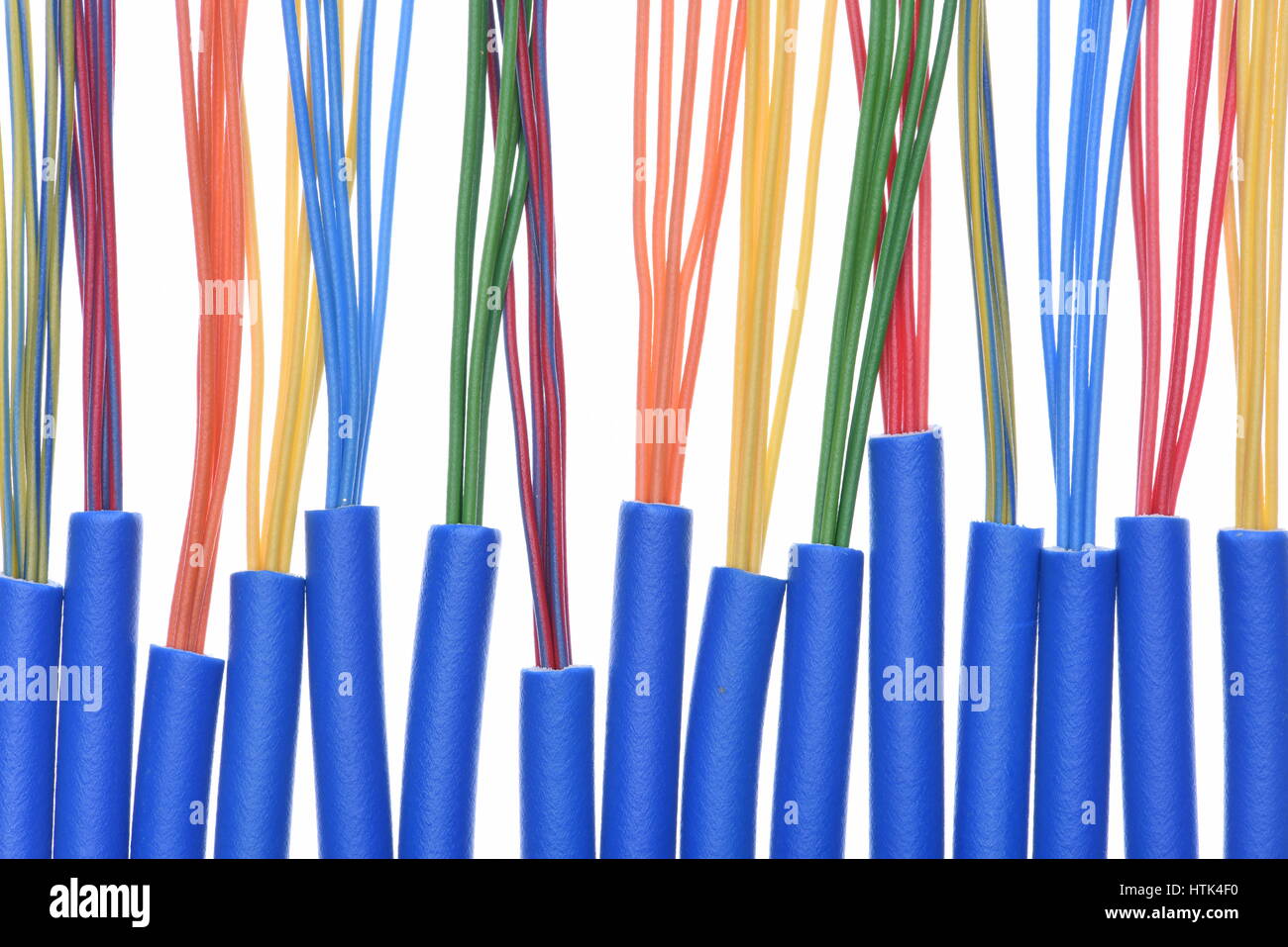 Copper electric wires isolated on white background Stock Photo - Alamy