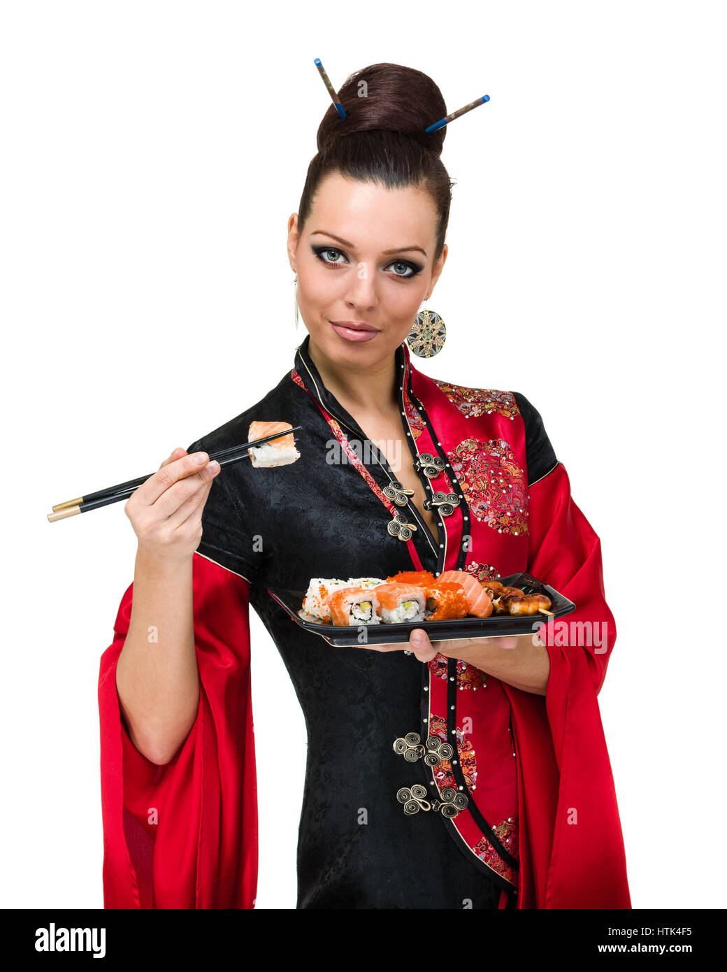 woman in traditional dress with eastern food Stock Photo - Alamy