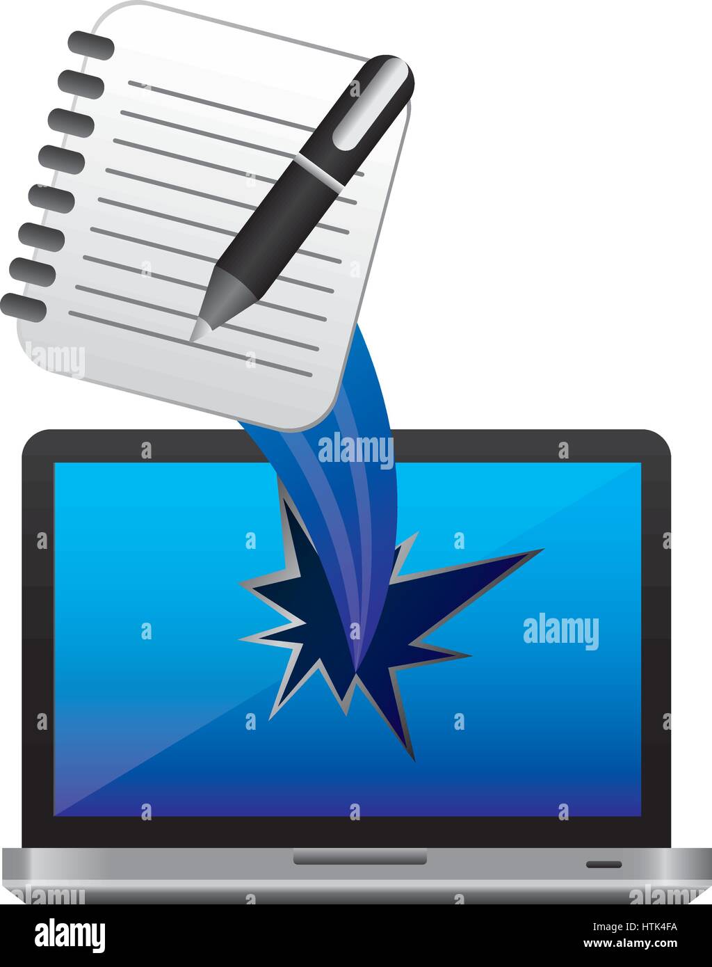 color computer notebook, pen with hole icon Stock Vector Image & Art ...