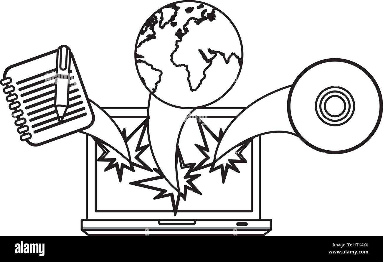 figure computer with technological icons outside Stock Vector Image ...