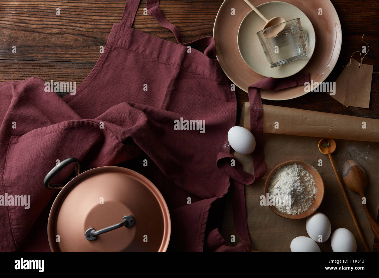 Table setting of Cooking ingredients with utensils Stock Photo - Alamy