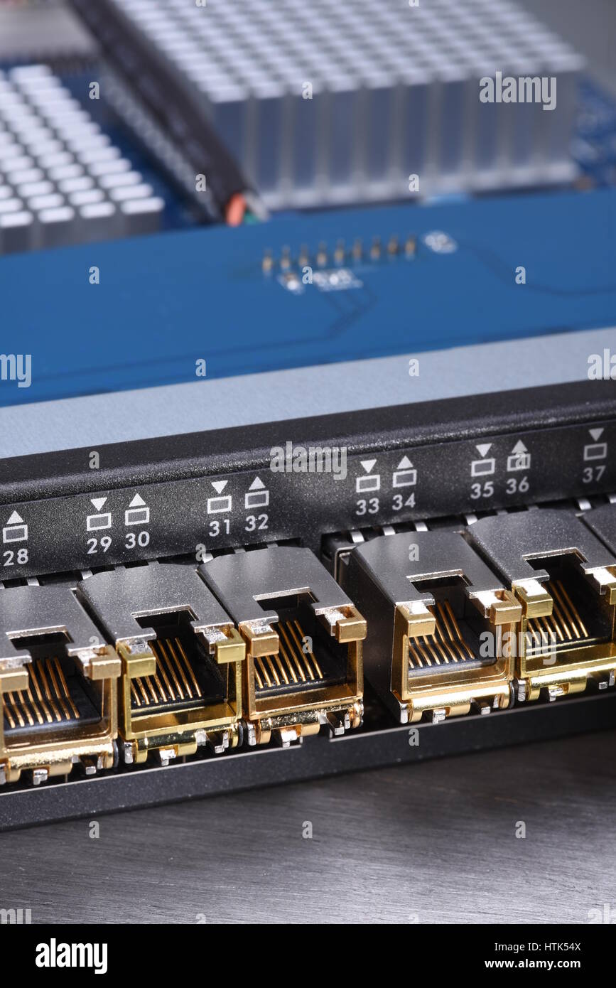 Technology IT, Switch with Ethernet Port Close up Stock Photo - Alamy