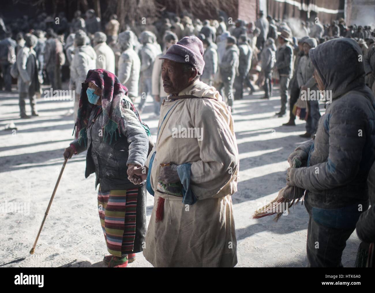Lhasa. 12th Mar, 2017. Photo taken on March 12, 2017 shows people ...
