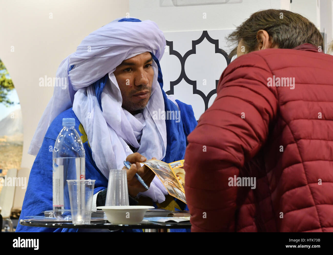 Berlin, Germany. 12th Mar, 2017. A man in traditional Moroccan ...