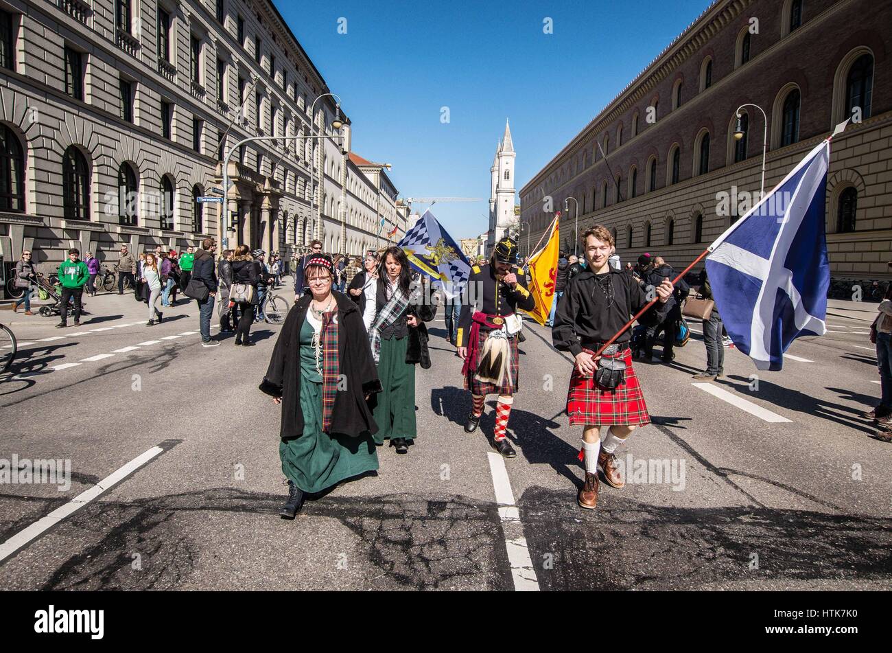 Munich, Germany. 12th Mar, 2017. The St. Patrick's Day Parade in Munich ...