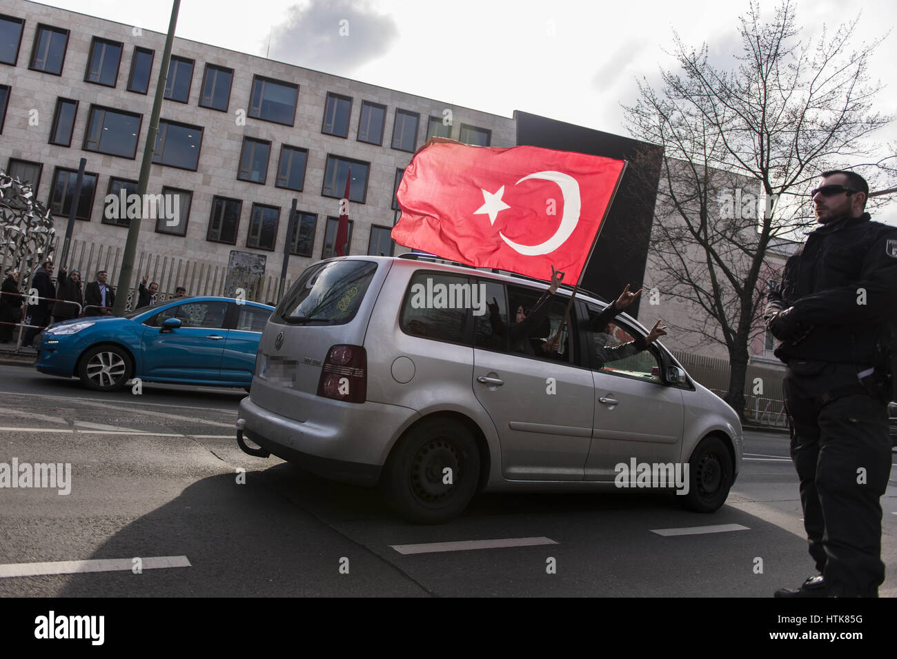 Berlin, Germany. 12th Mar, 2017. Turkish nationalists showing the hand ...