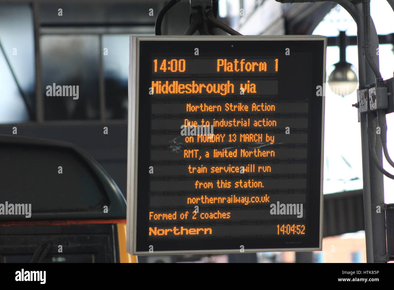 Northern Rail Strike Action Due to industrial Action on Monday 13th ...