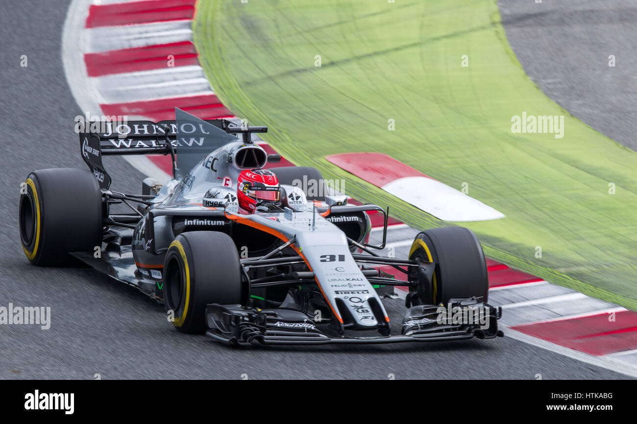 Barcelona, Spain. 28th Feb, 2017. French F1 driver Esteban Ocon in ...