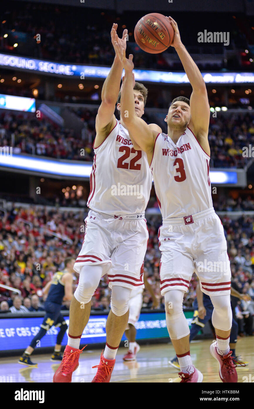 Washington, DC, USA. 12th Mar, 2017. Wisconsin Guard ZAK SHOWALTER (3 ...