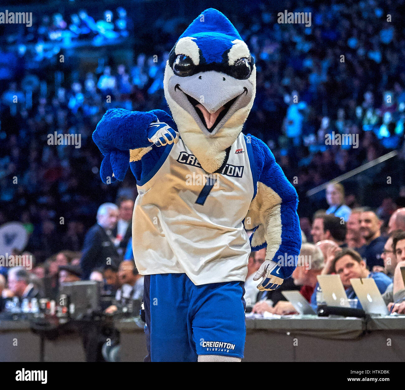 New York, New York, USA. 11th Mar, 2017. Creighton Bluejay mascot gets ...