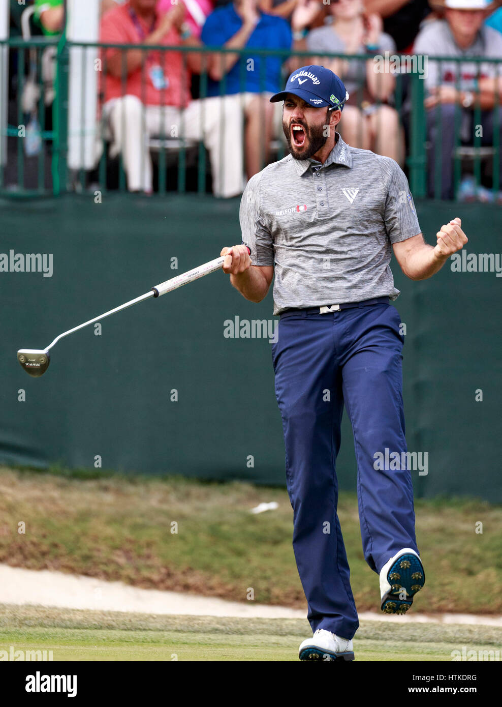 Innisbrook Resort. 12th Mar, 2017. Florida, USA-Adam Hadwin celebrates ...