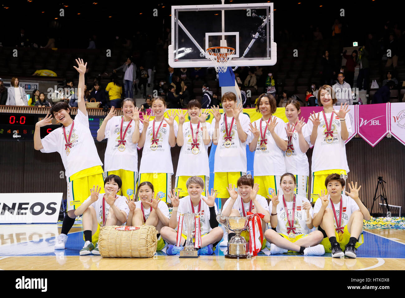 nd Yoyogi Gymnasium, Tokyo, Japan. 12th Mar, 2017. JX-ENEOSJX-ENEOS Sunflowers team group, MARCH ...