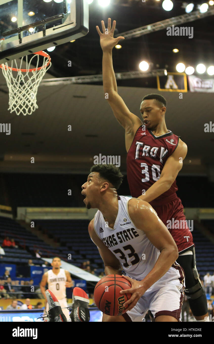 March 12, 2017 - Troy Trojans forward Alex Hicks (30) attempts to block ...