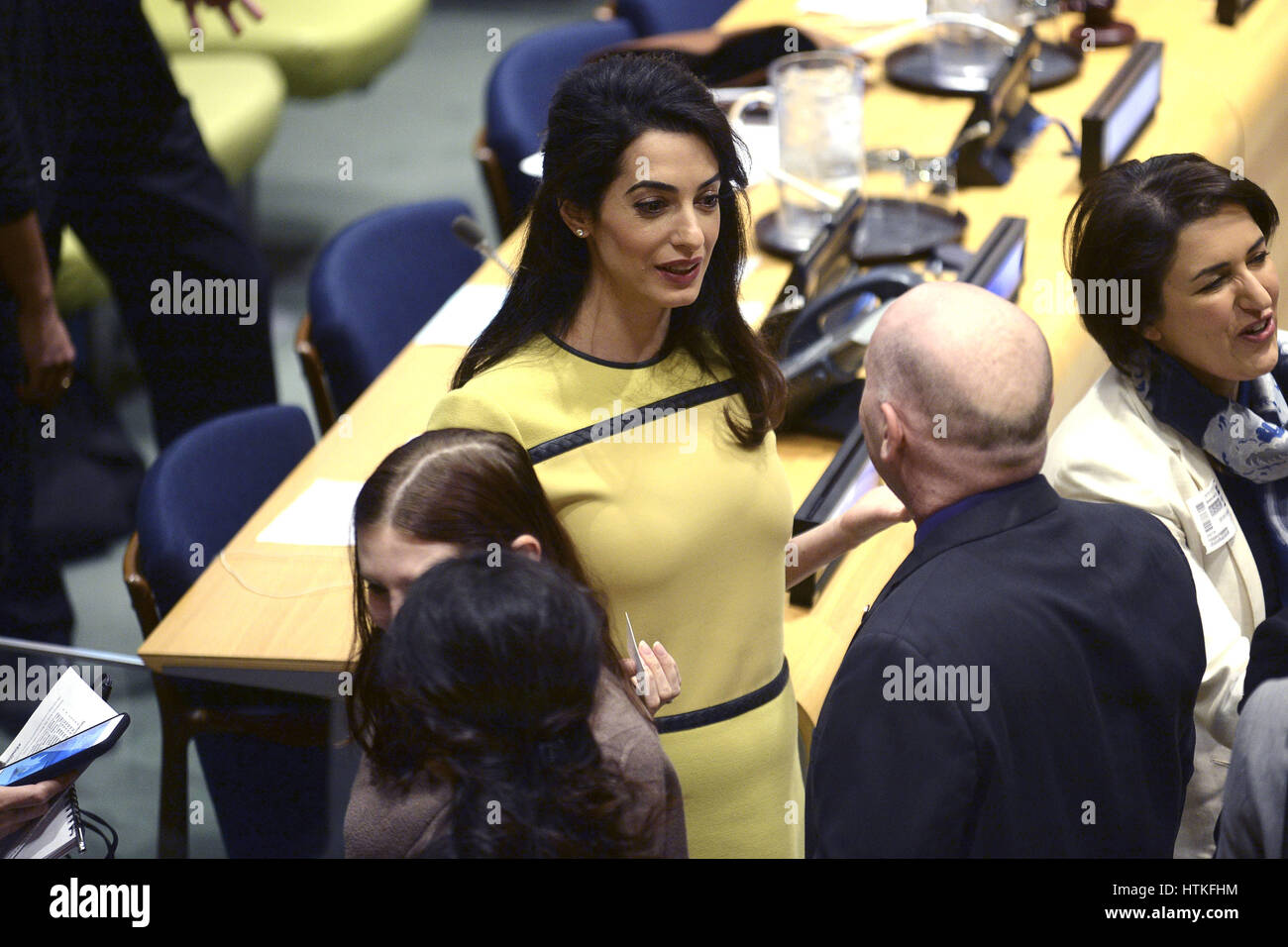 New York City. 9th Mar, 2017. Amal Clooney during the United Nations human rights meeting called ...