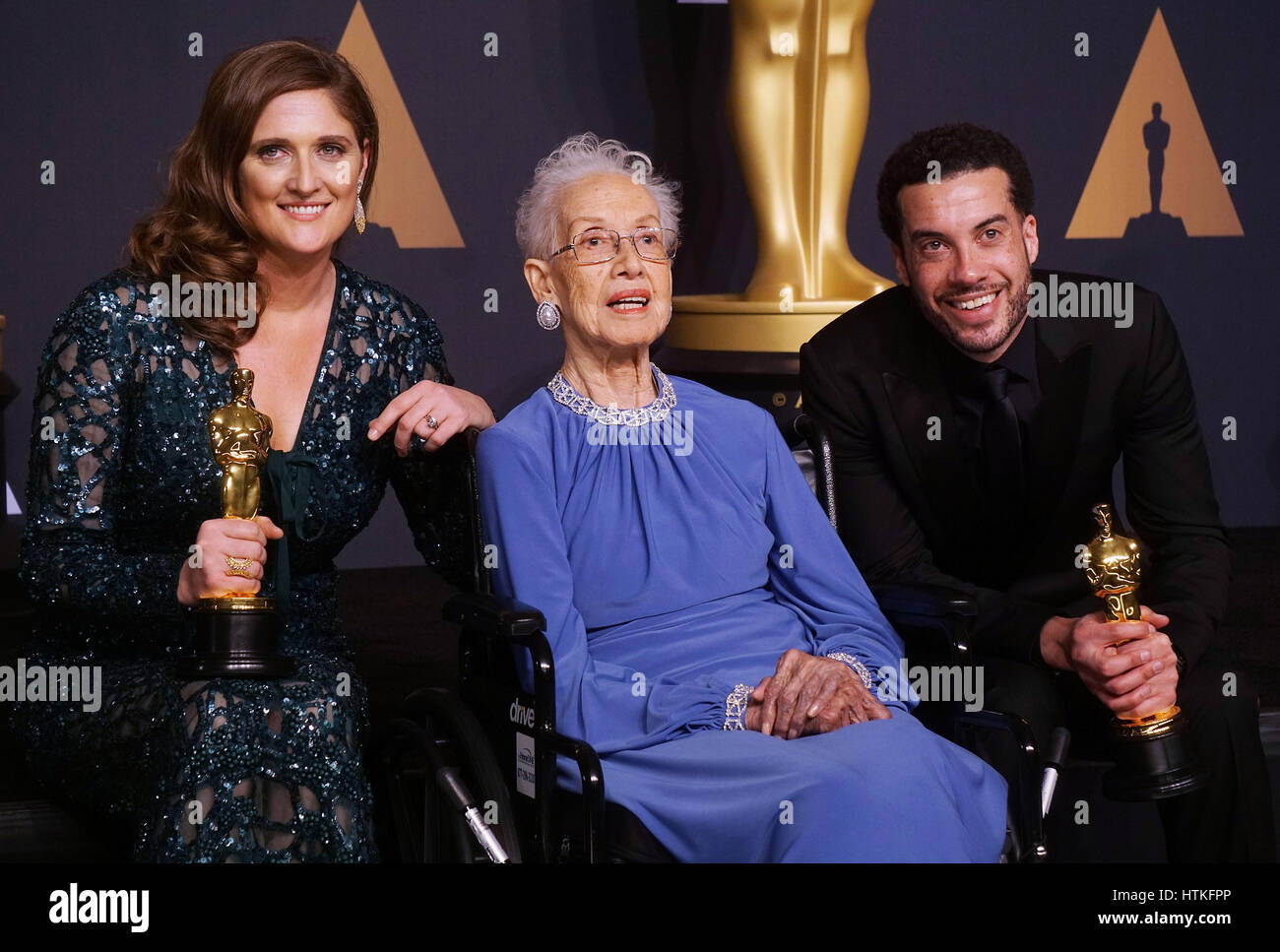 Caroline Waterlow (L) and director-producer Ezra Edelman (R), winners ...