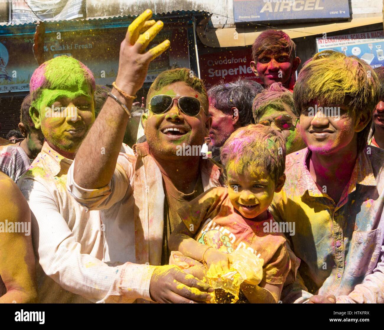 Guwahati, Assam, India. 13th Mar, 2017. People celebrates Holi, The ...