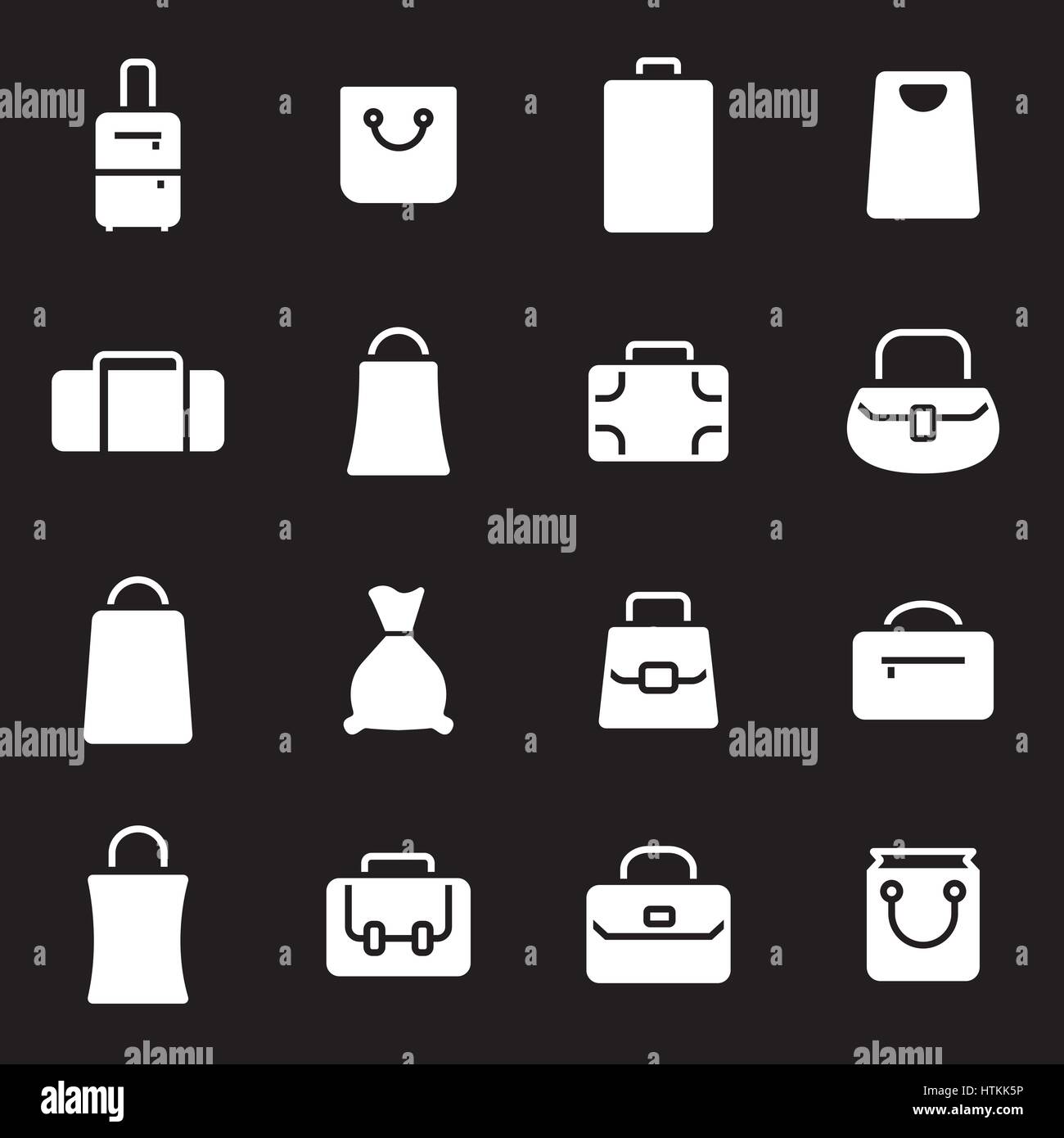 Vector white bag icons set on black background Stock Vector Image & Art ...