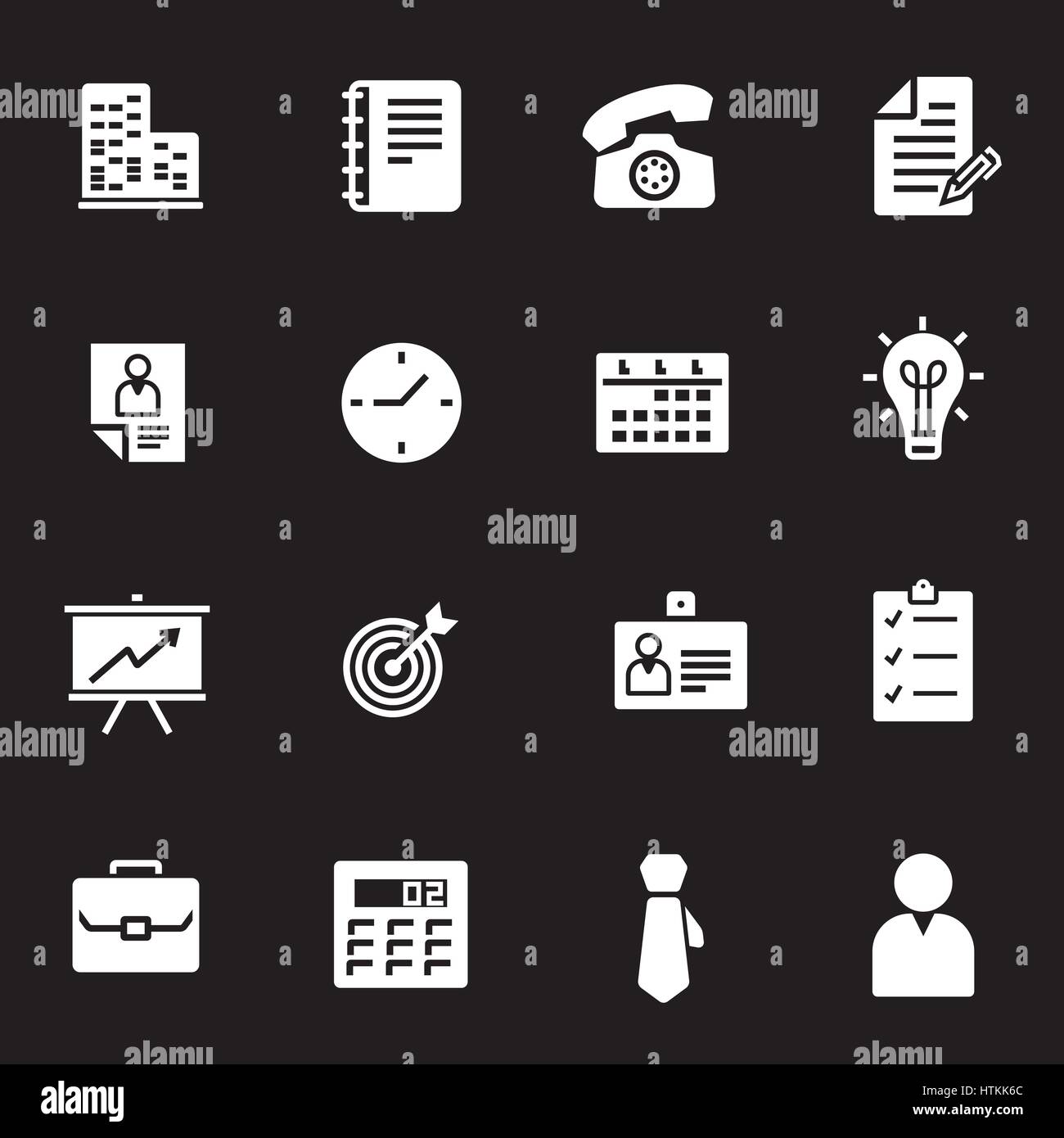 Vector white business icons set on black background Stock Vector Image ...