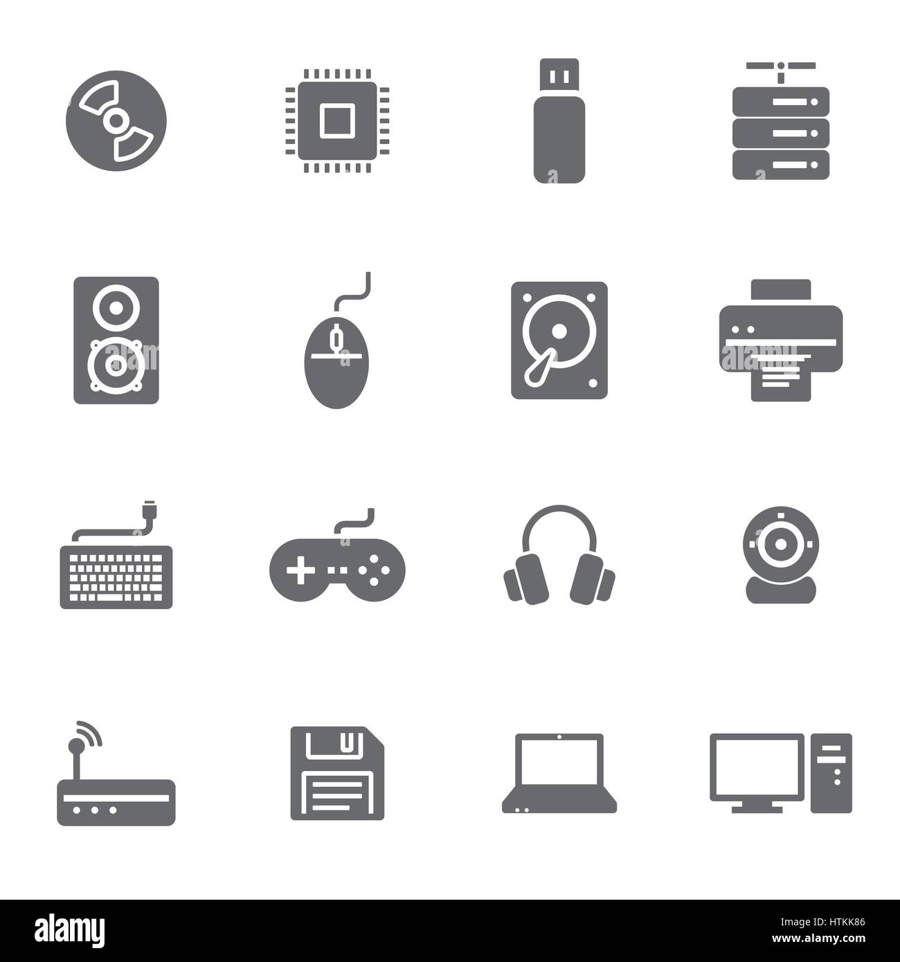 Vector black computer icons set on white background Stock Vector Image ...