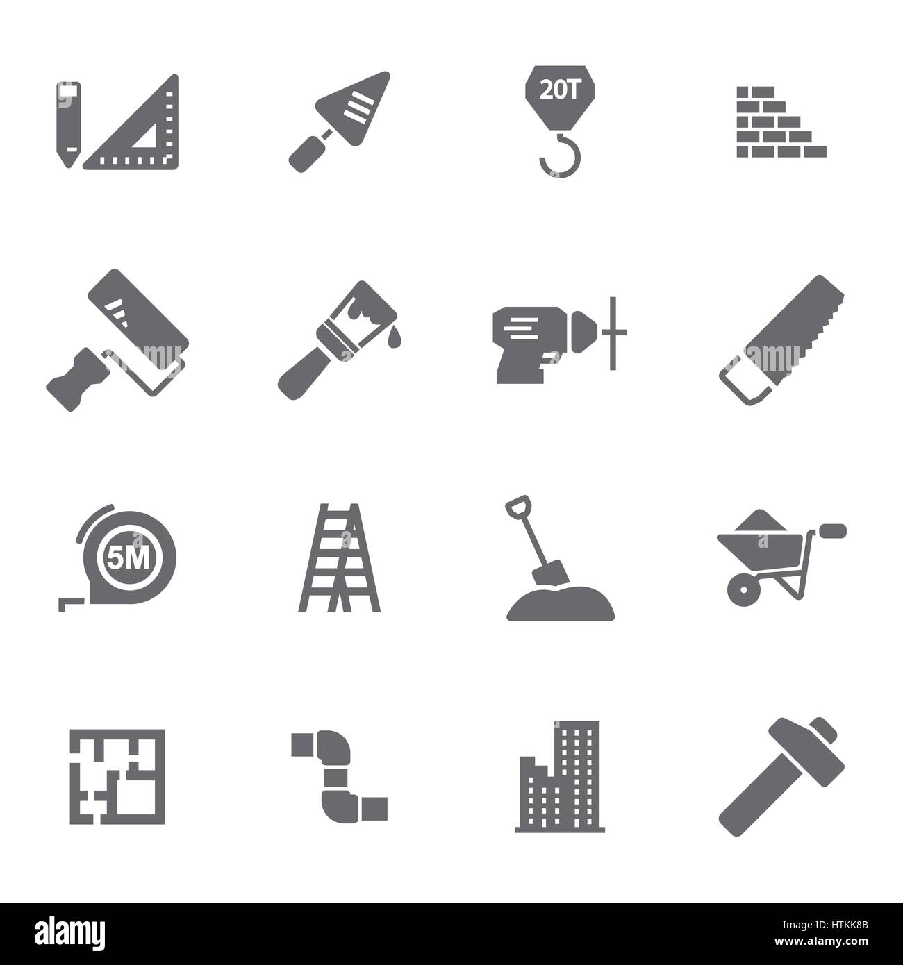 Vector black construction icons set on white background Stock Vector ...