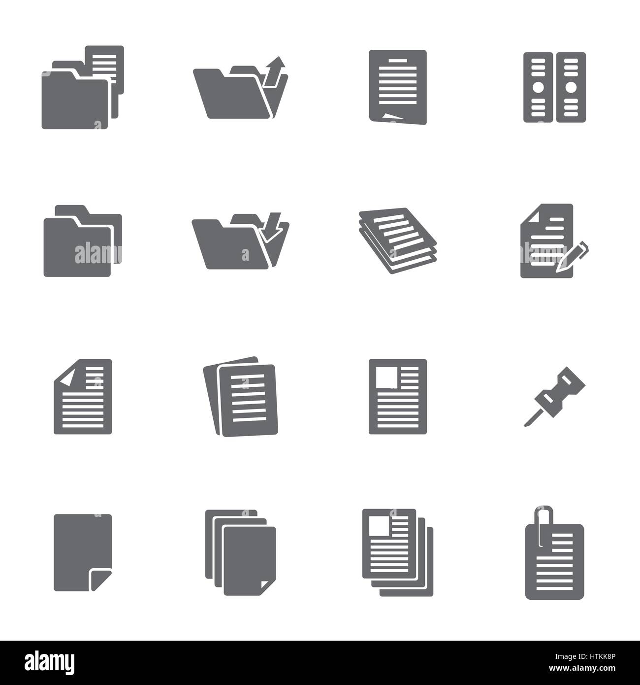 Vector black document icons set on white background Stock Vector Image ...