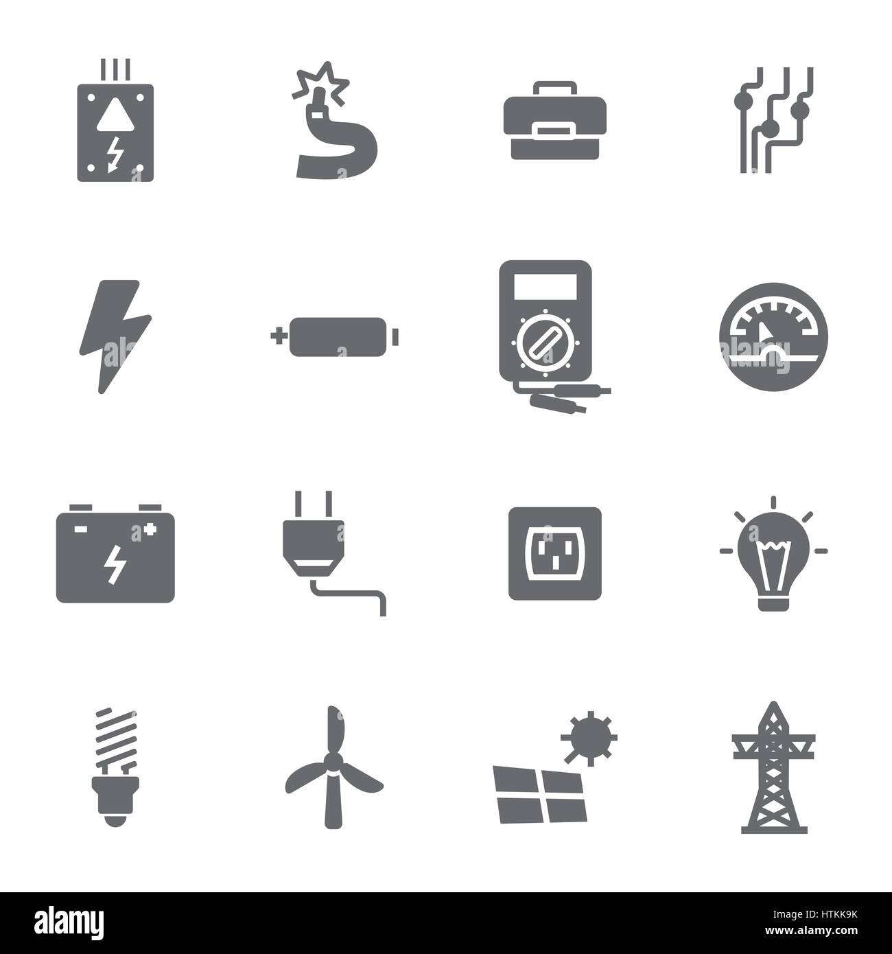 Vector black electricity icons set on white background Stock Vector ...