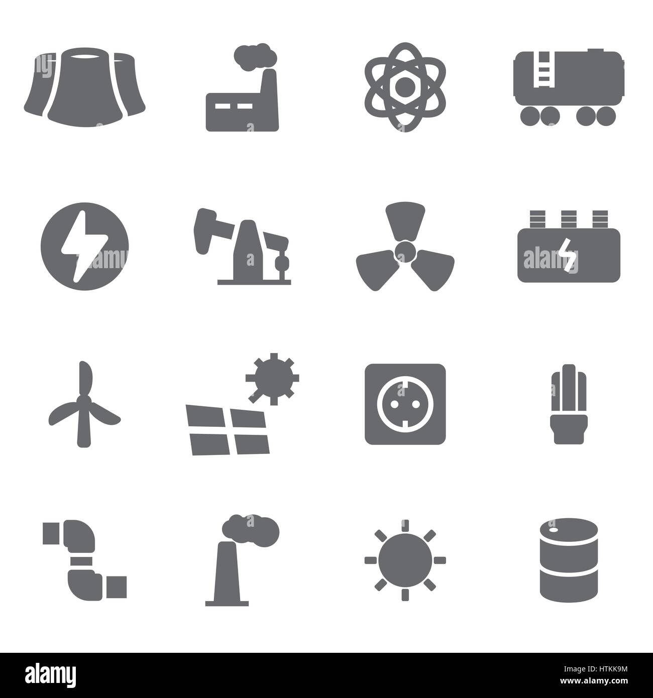 Vector black energetics icons set on white background Stock Vector ...