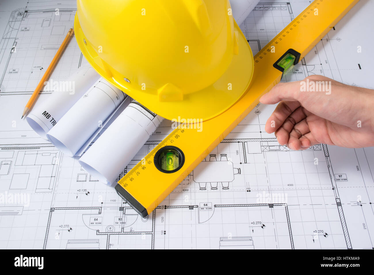 Construction plans white helmet drawing hi-res stock photography and ...