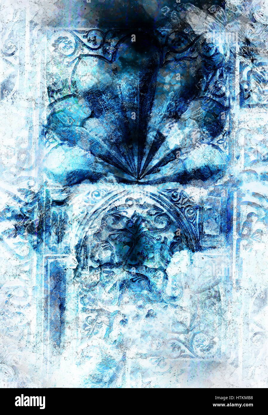 Gate portal entrance with ancient ornamental structure, Compter collage ...