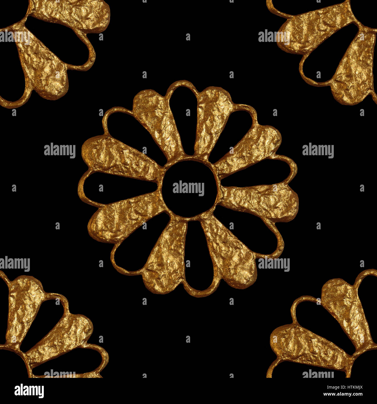 Gold abstract flowers pattern. Hand painted floral background. Nature ...