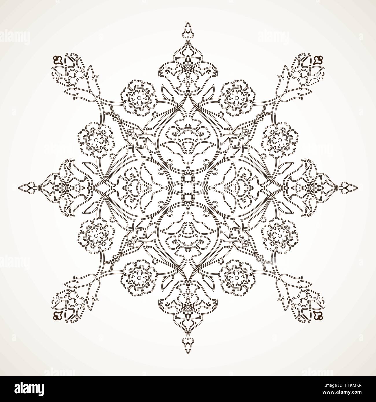 Arabesque vintage outline floral decoration print for design template ...