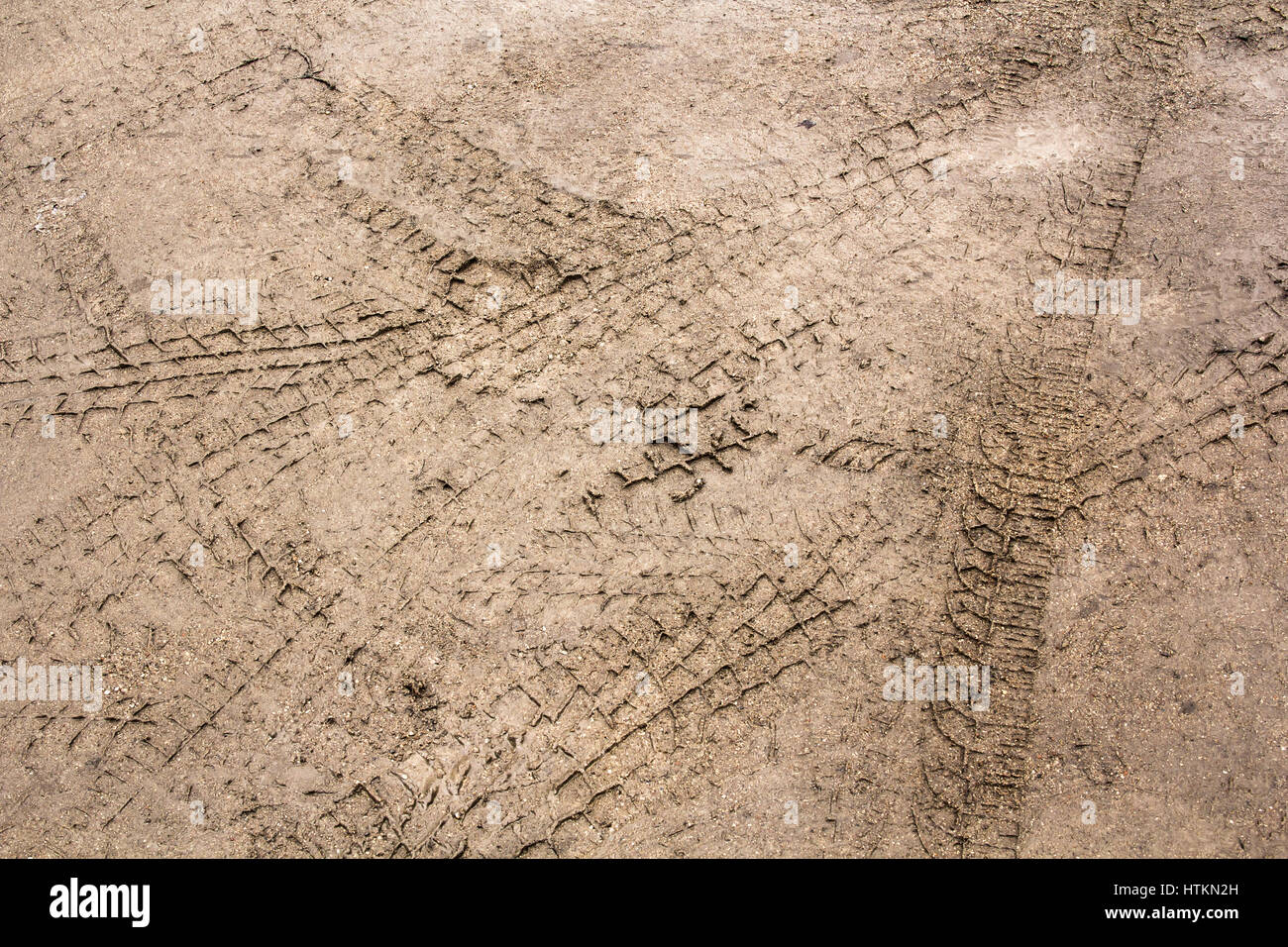 Tire tracks on a wet muddy road, abstract background Stock Photo - Alamy