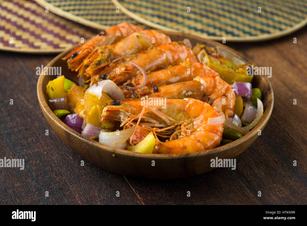 asian style chilli prawns Stock Photo - Alamy