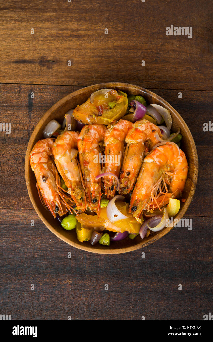 asian style chilli prawns Stock Photo - Alamy